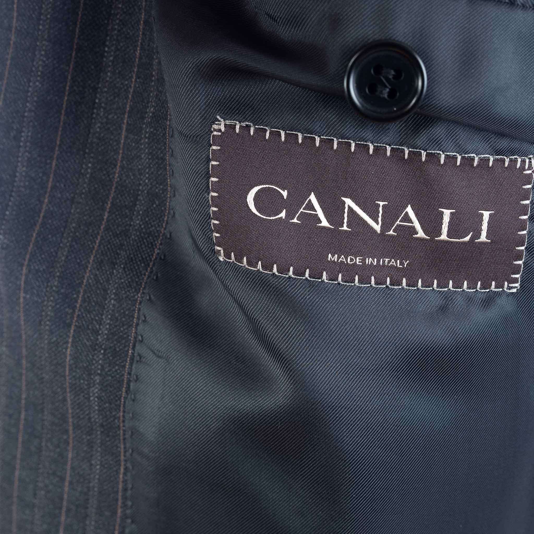 Canali - Men's Black Long Wool Suit - Brown & Blue Stripes ᐅ $813 SALE ...