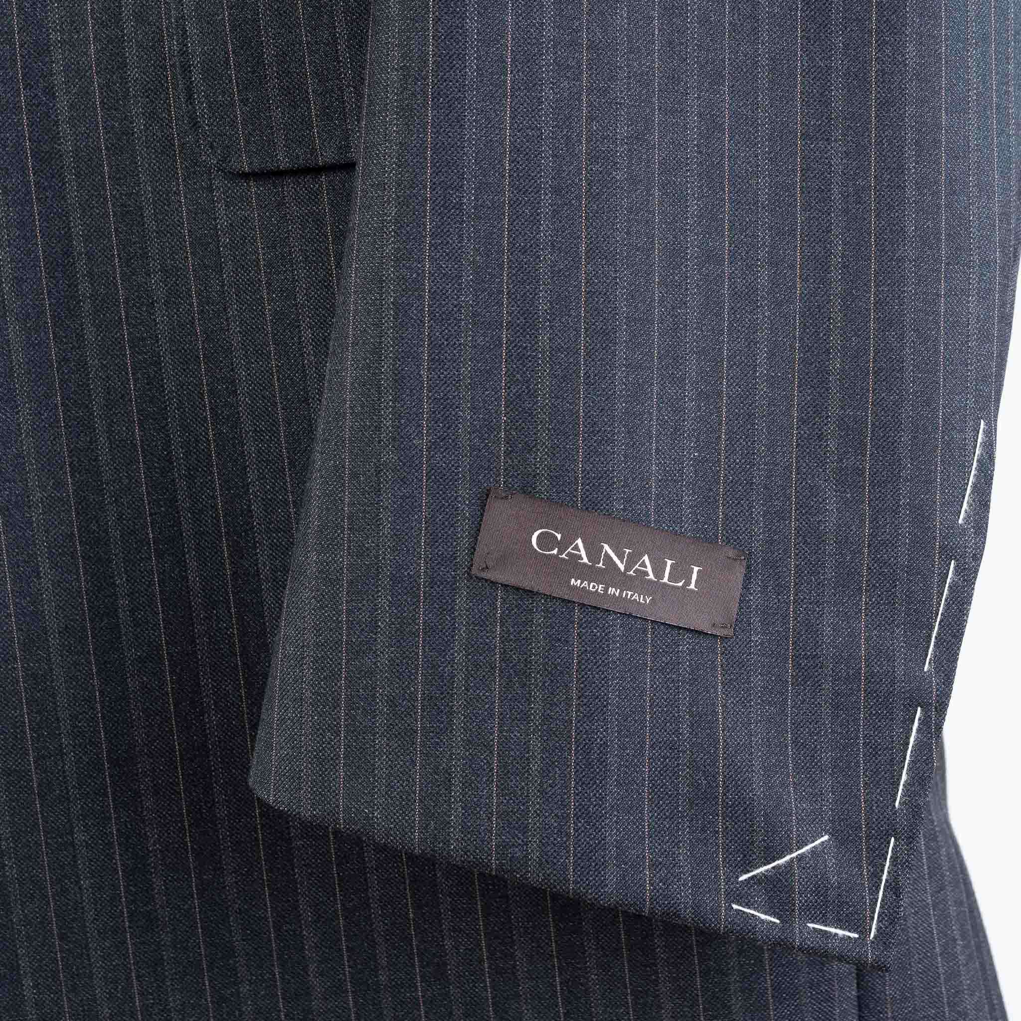 Canali - Men's Black Long Wool Suit - Brown & Blue Stripes ᐅ $813 SALE ...