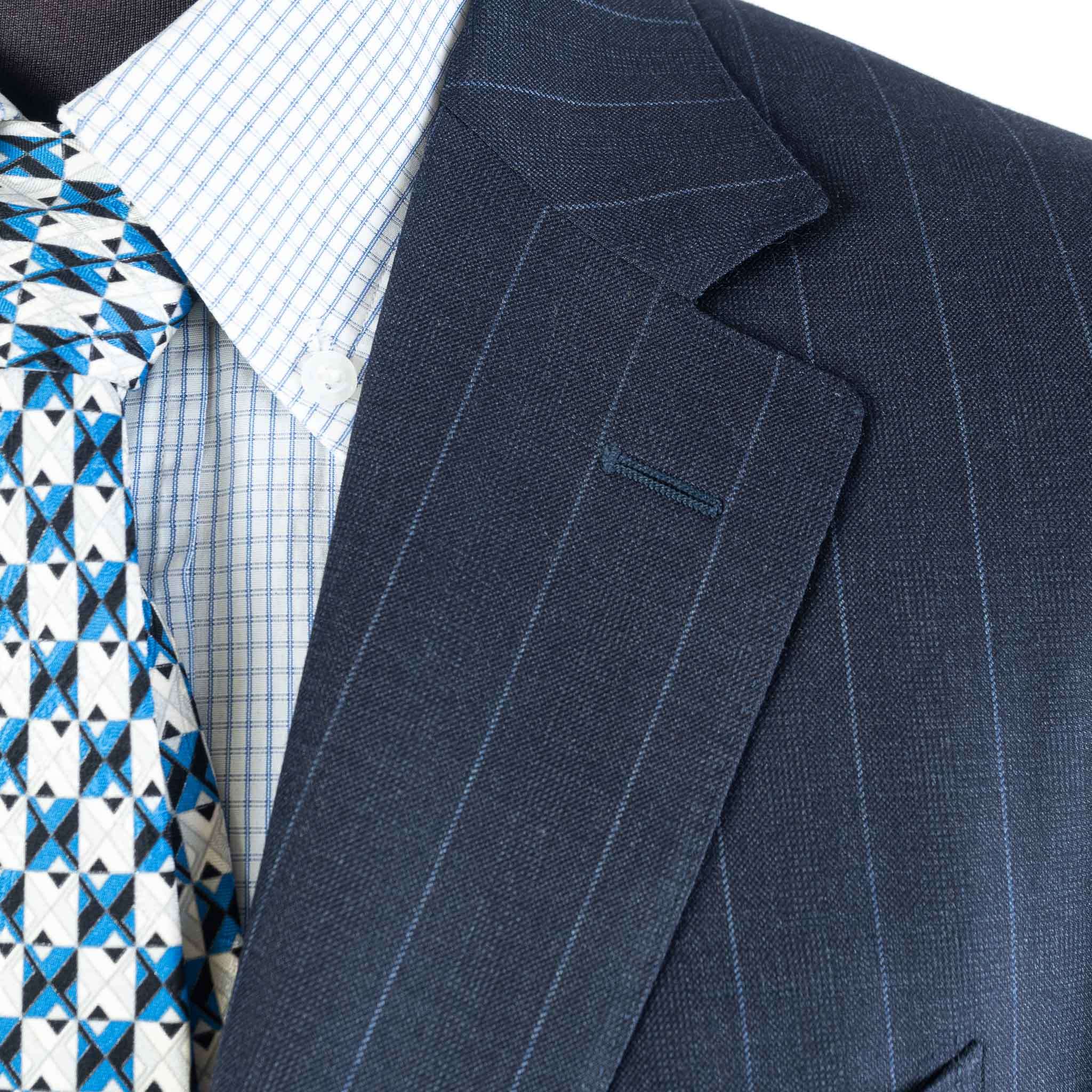 Canali - Men's Light Blue Pinstripes on Dark Blue Wool ᐅ $813 SALE ...