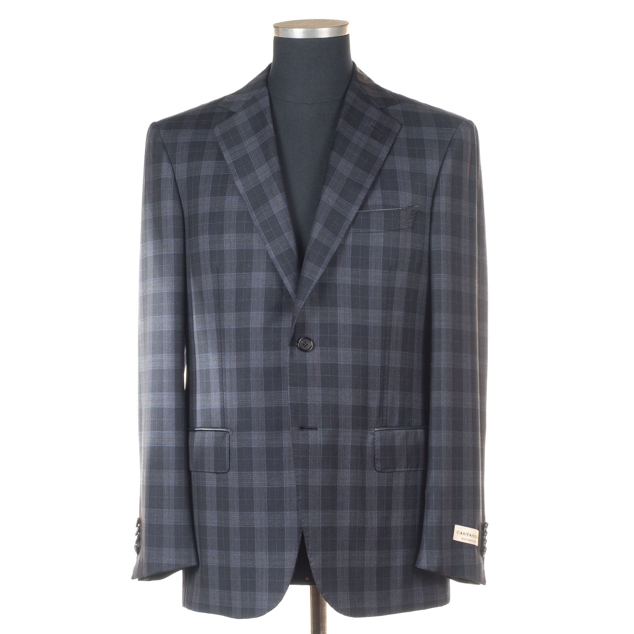 Castangia - Men's 130 Wool Sport Coat Blue with Brown Plump Plaid ᐅ € ...