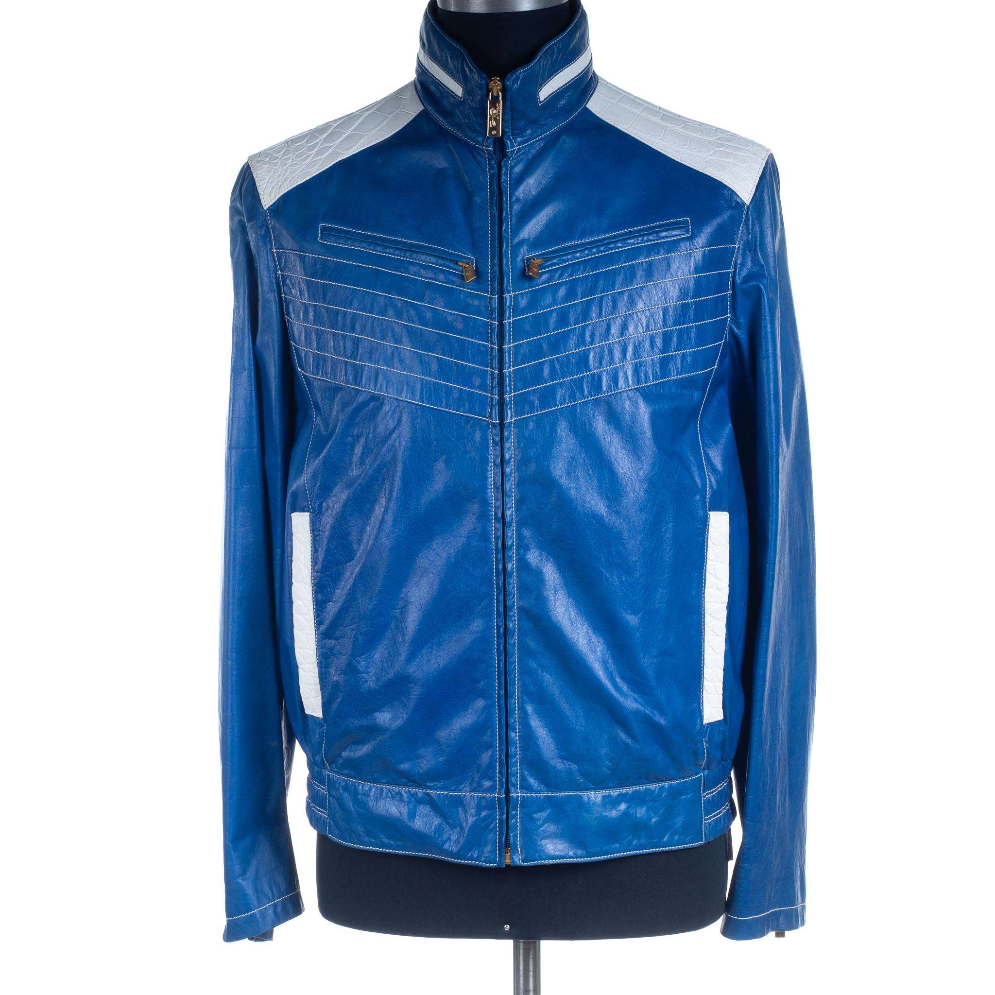 Hettabretz - Men's Vintage Lambskin Jacket with White Matt Alligator ...